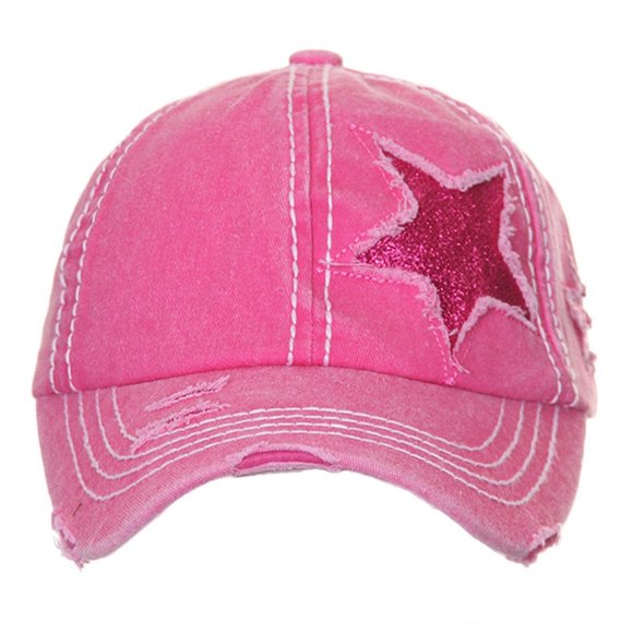 C.C | Accessories | Cc Star Glitter Ponytail Bun Cotton Baseball Cap ...
